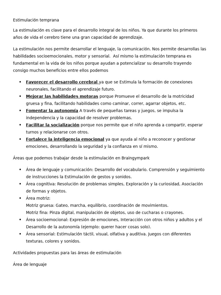 Estimulación temprana | PDF