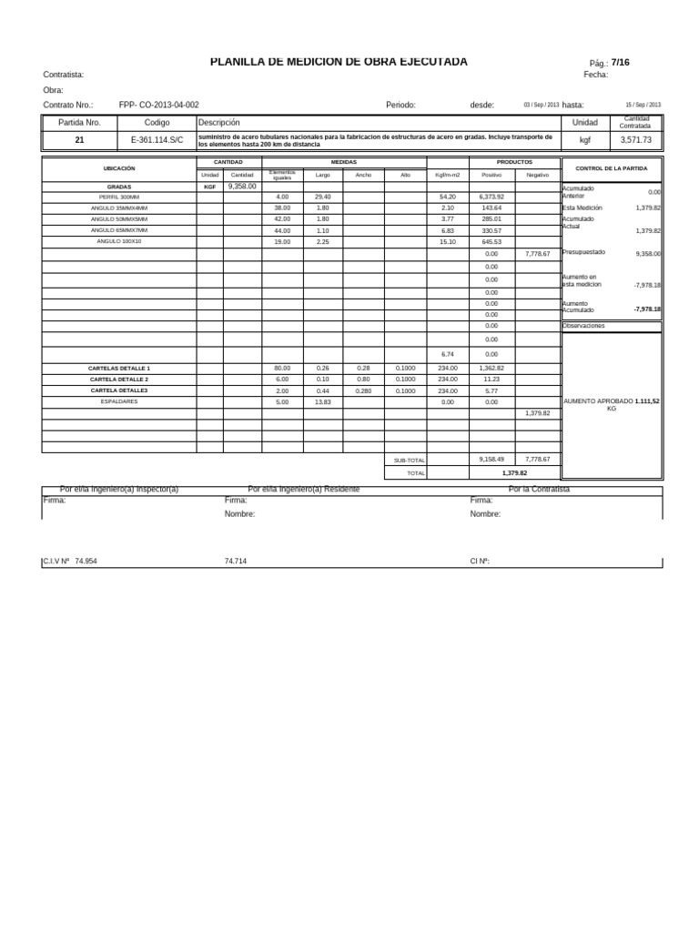 21 - Medicion Val 5. Gradas Estr. Corregida Cancha B | PDF