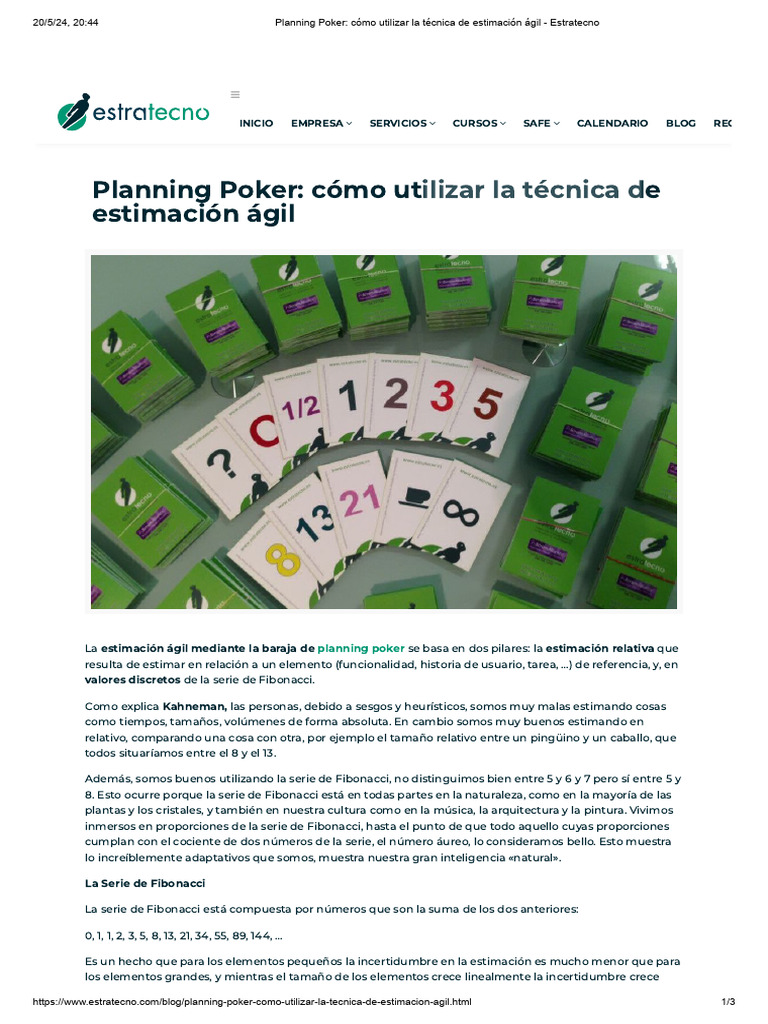 Planning Poker - Cómo Utilizar La Técnica de Estimación Ágil - Estratecno | PDF