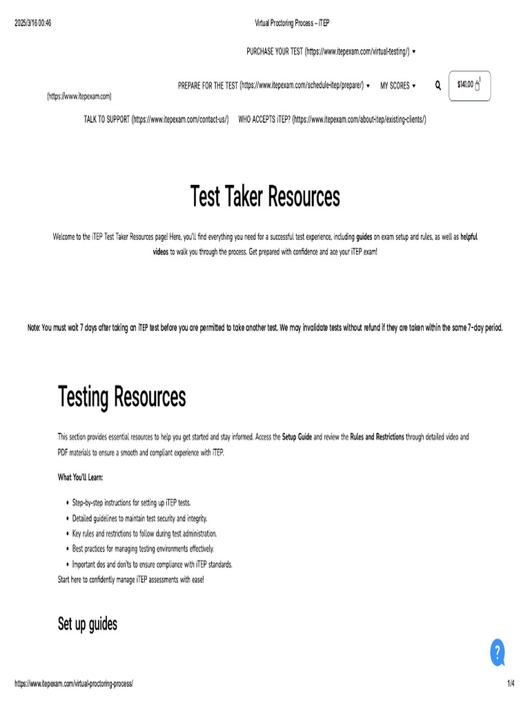 Virtual Proctoring Process - iTEP | PDF