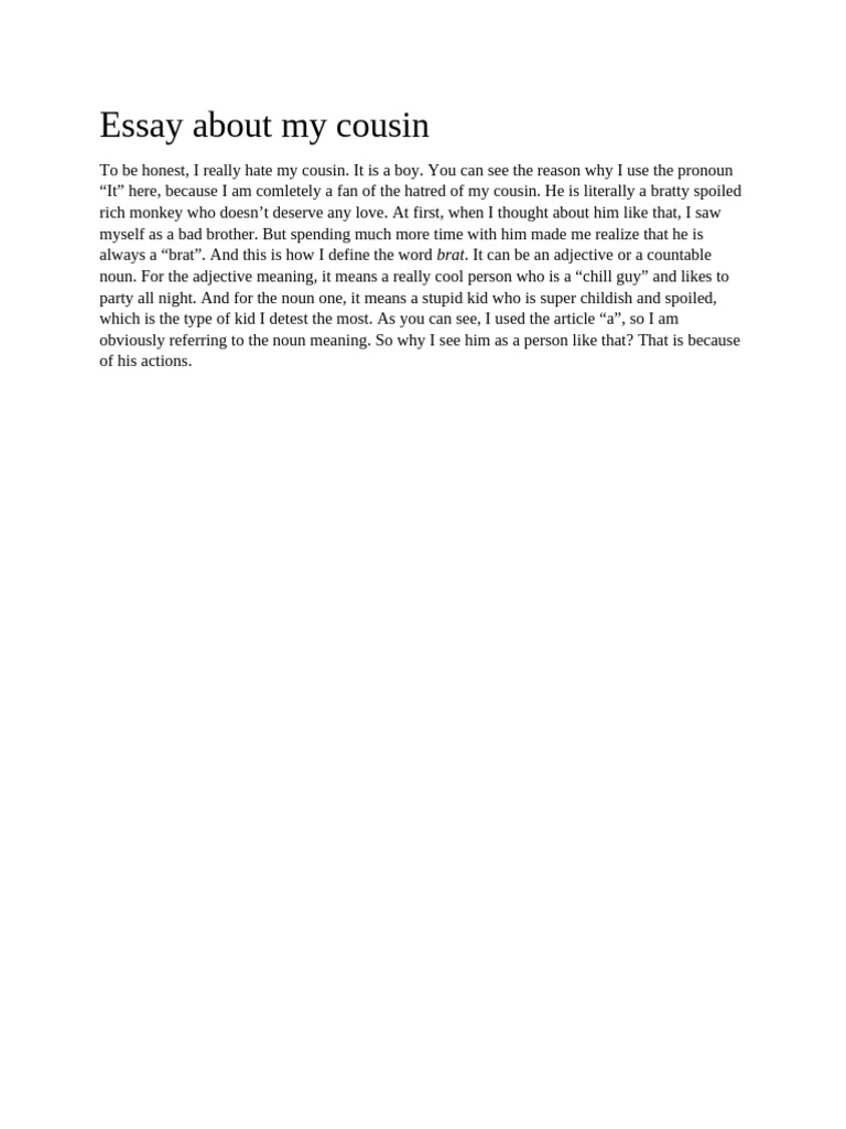 Essay About My Cousin | PDF