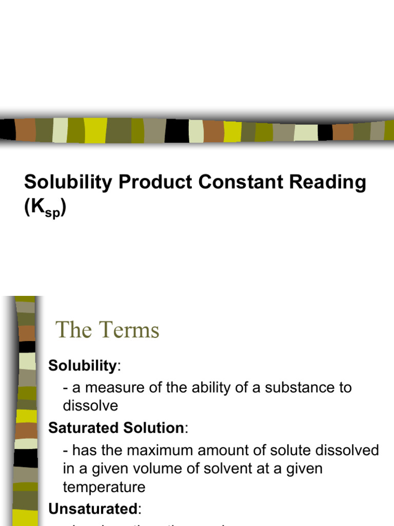 Unit 2 - Activity 7 - Solubility Product Constant Reading | PDF ...