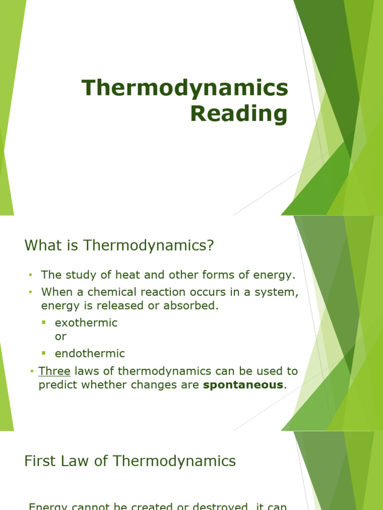 Unit 1 - Activity 14 - Thermodynamics Reading | PDF | Gibbs Free Energy | Enthalpy
