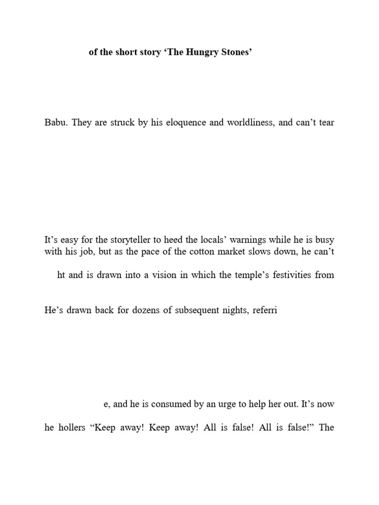 Questions & Answers On The Hungry Stones | PDF | Experience | Reason