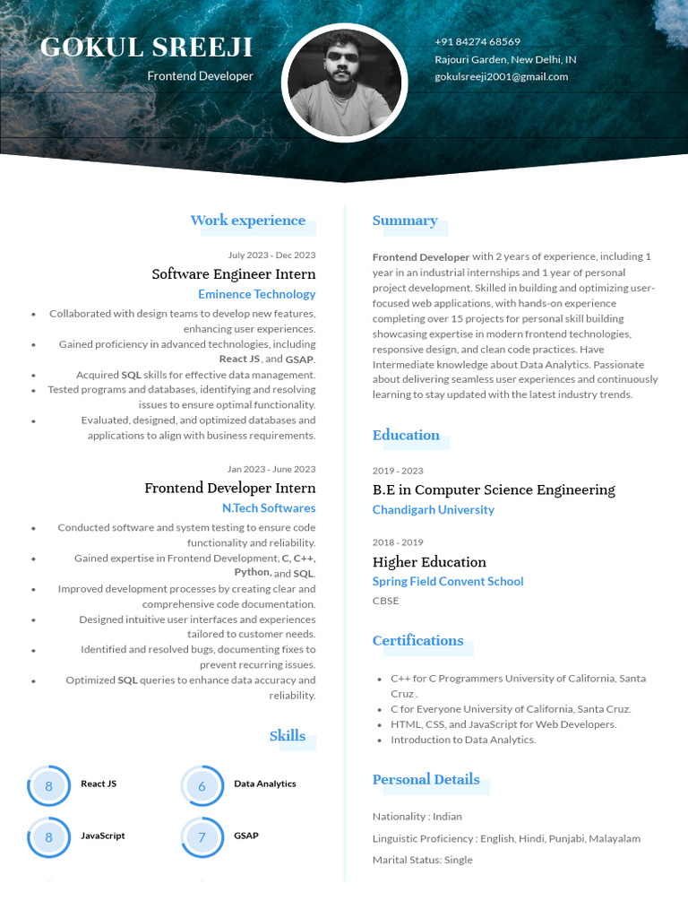 Gokul Sreeji CV | PDF | Software Development | Web Development