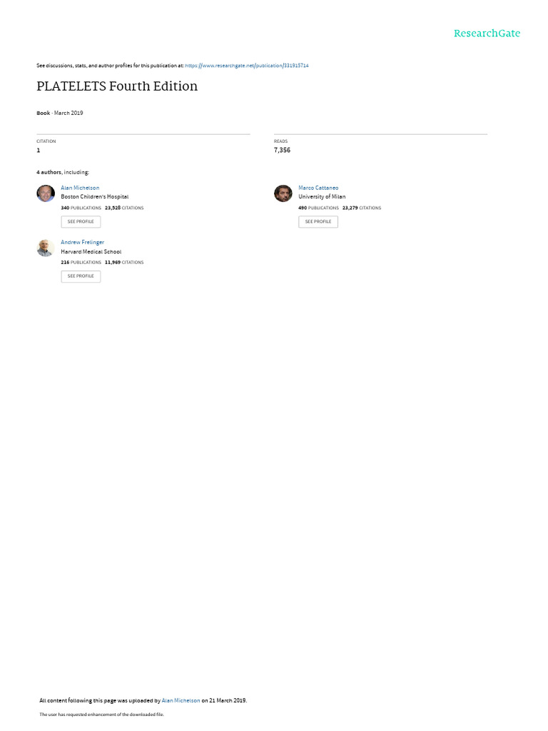 Platelets 4 Efinalfrontcover | PDF