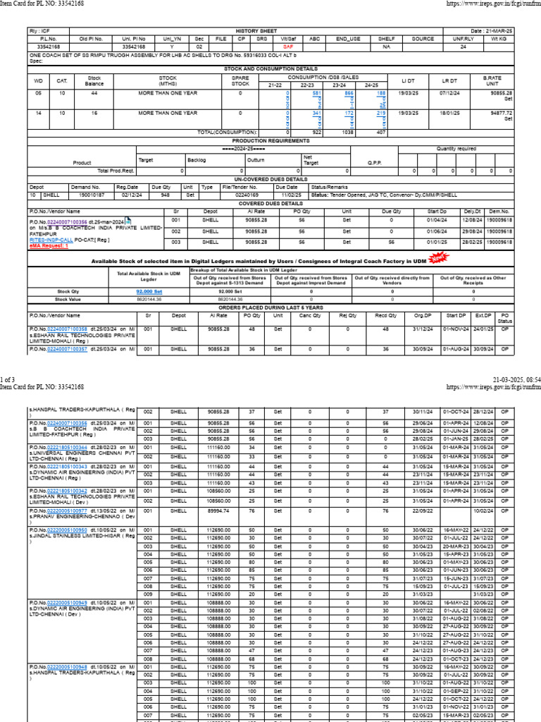 Item Card For PL NO - 33542168 | PDF