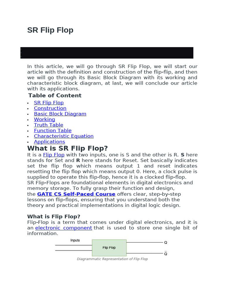SR Flip Flop Microproject | PDF | Digital Electronics | Computing