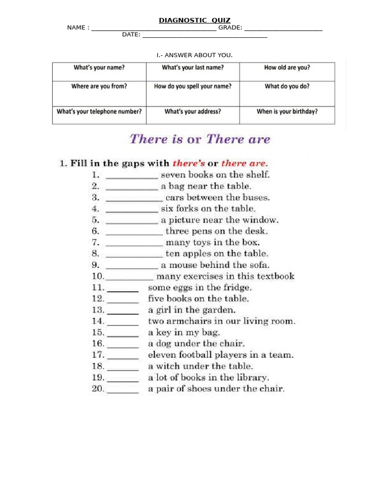 DIAGNOSTIC QUIZ | PDF