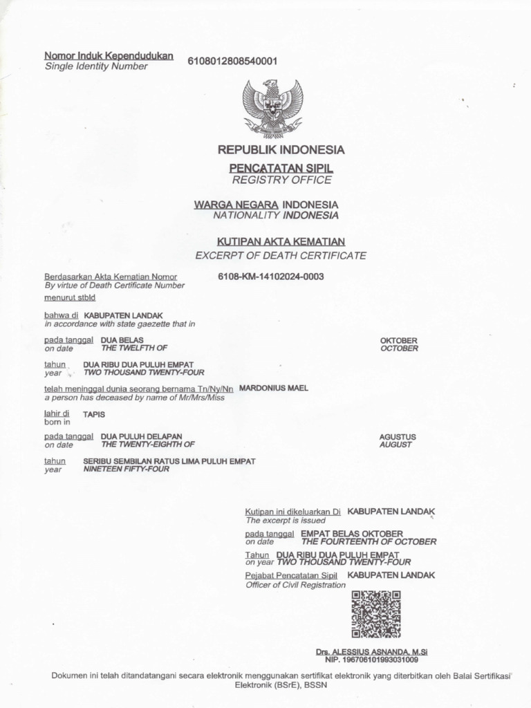 Akte Kematian - Mardonius Mael | PDF