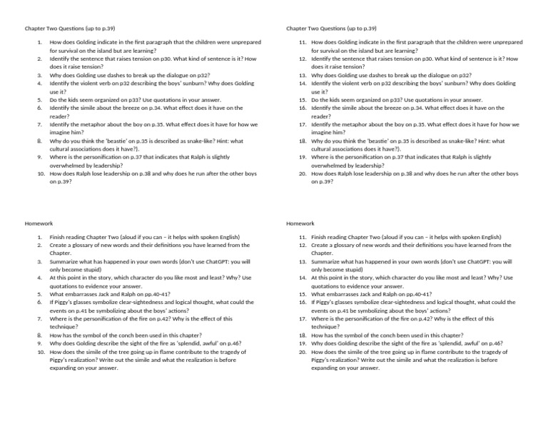 Chapter Two Questions - 1 | PDF