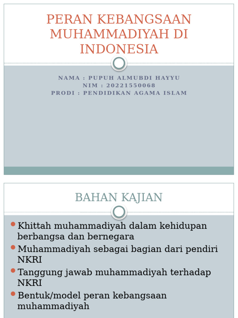 Peran Kebangsaan Muhammadiyah Di Indonesia | PDF