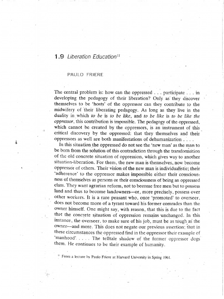 Friere Liberation Education | PDF
