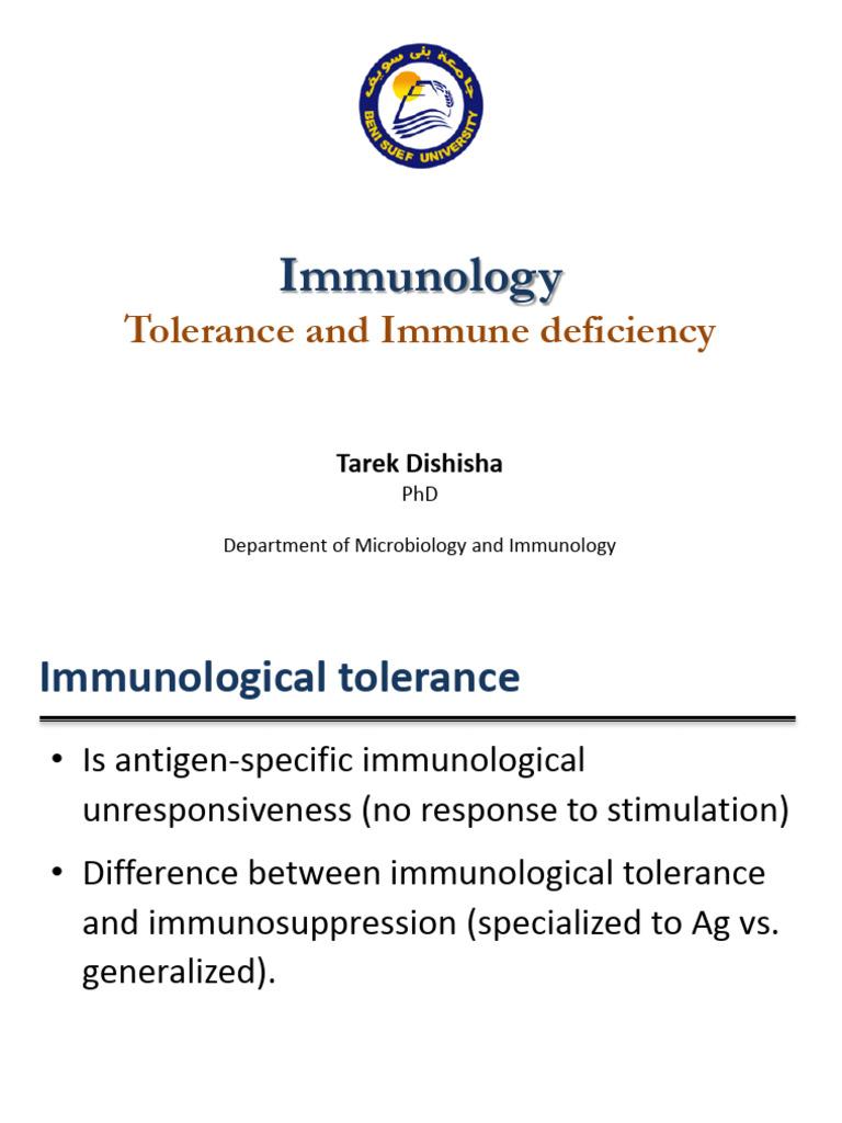 Tolerance and Immune Deficiency | PDF | Immune Tolerance | Immune System