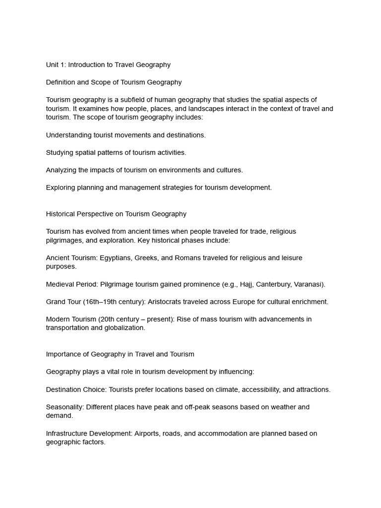 Introduction to Tourism Geography | PDF | Tourism | Geography