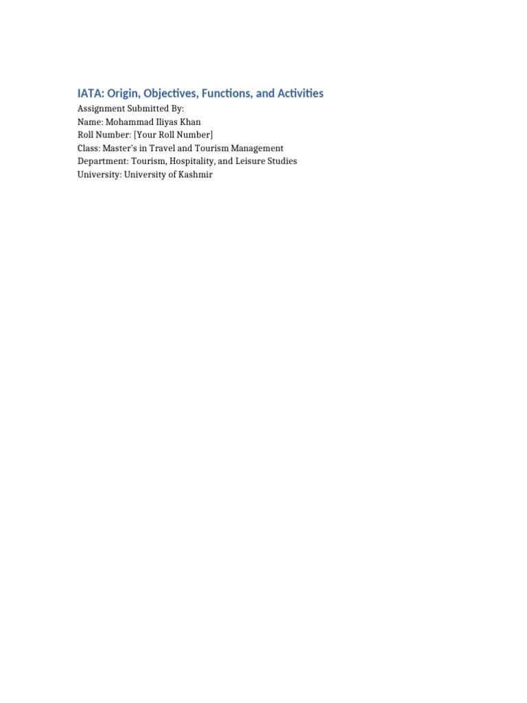 IATA: History, Objectives, and Functions | PDF | Economies