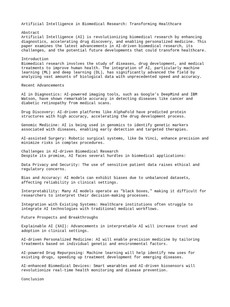 AI Transforming Biomedical Research | PDF | Artificial Intelligence ...
