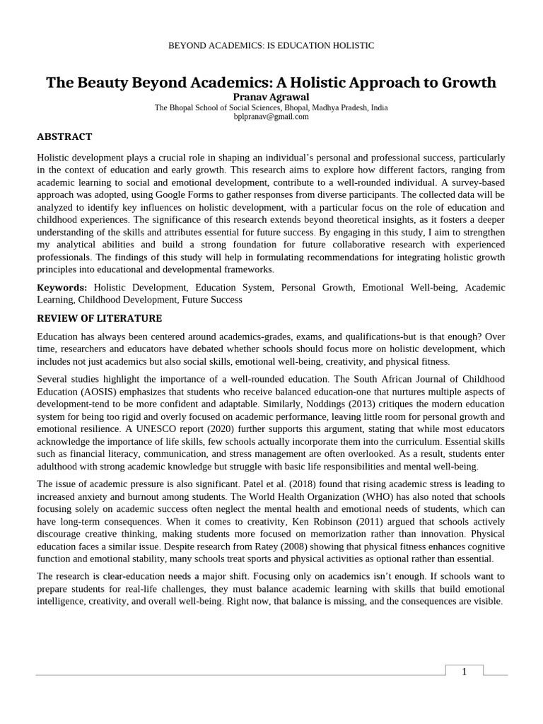 Holistic Education for Personal Growth | PDF | Creativity | Psychology
