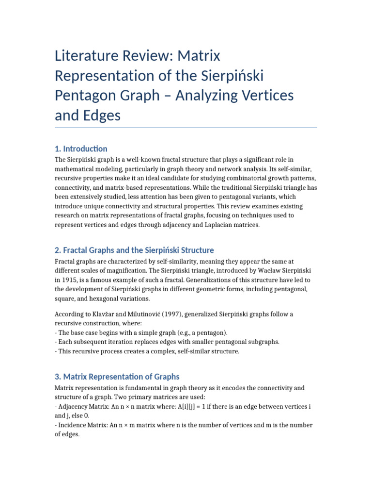 Literature Review Sierpinski Graph | PDF | Matrix (Mathematics ...