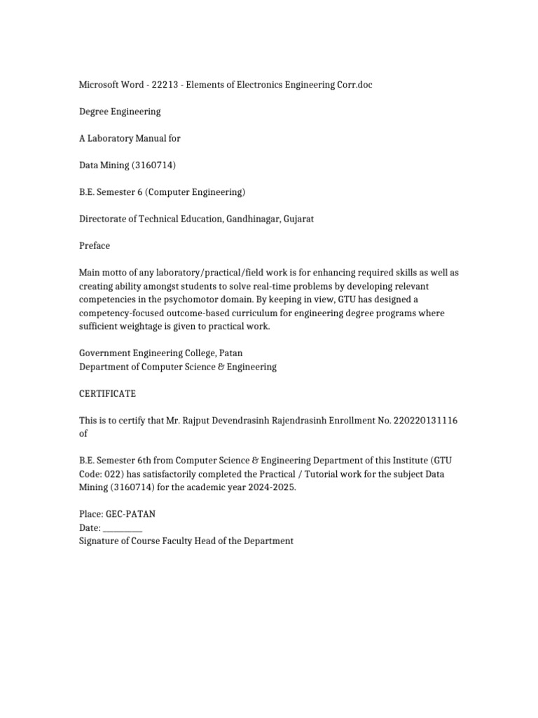 Data Mining Manual | PDF