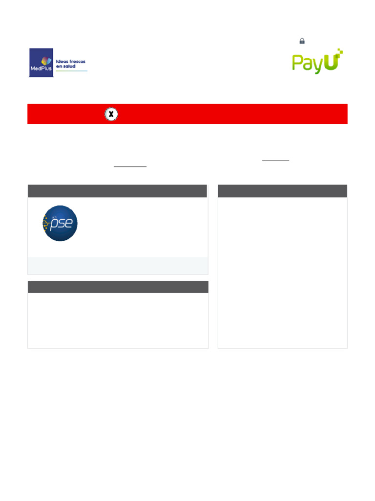 Pago MedPlus Rechazado por PSE | PDF