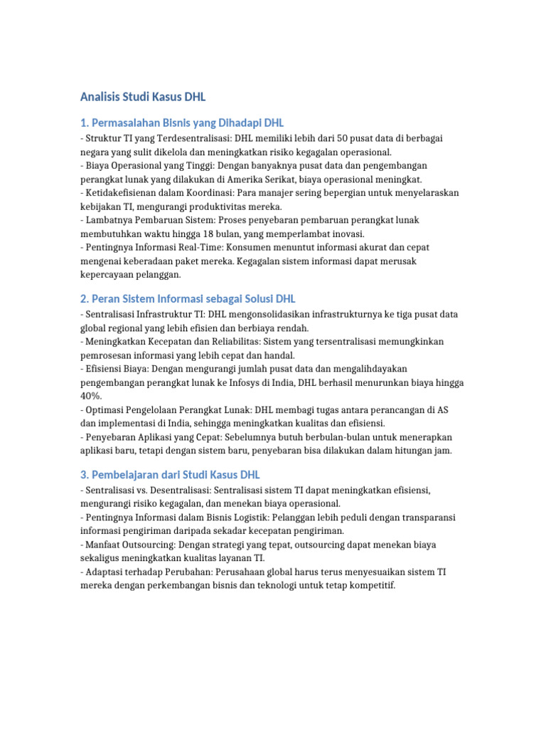 Analisis Studi Kasus DHL | PDF