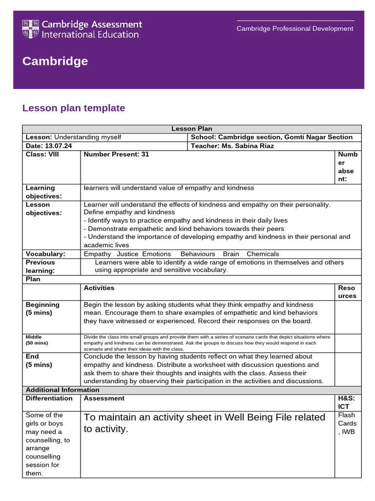 Class 8 - Socio - Emotional Learning - July Week 1 | PDF | Empathy ...