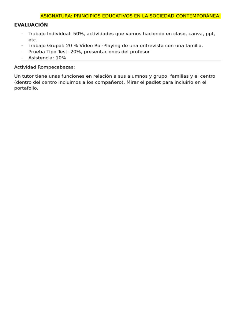 Principios Educativos de La Sociedad Contemporánea | PDF