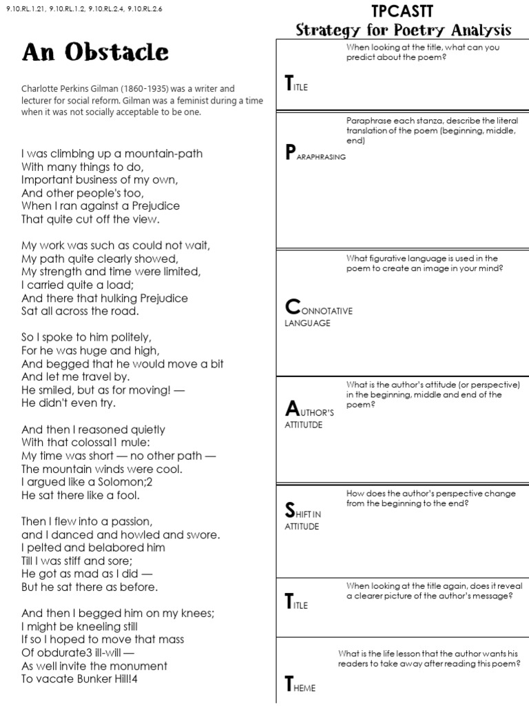 Poetry Obstacle Analysis | PDF