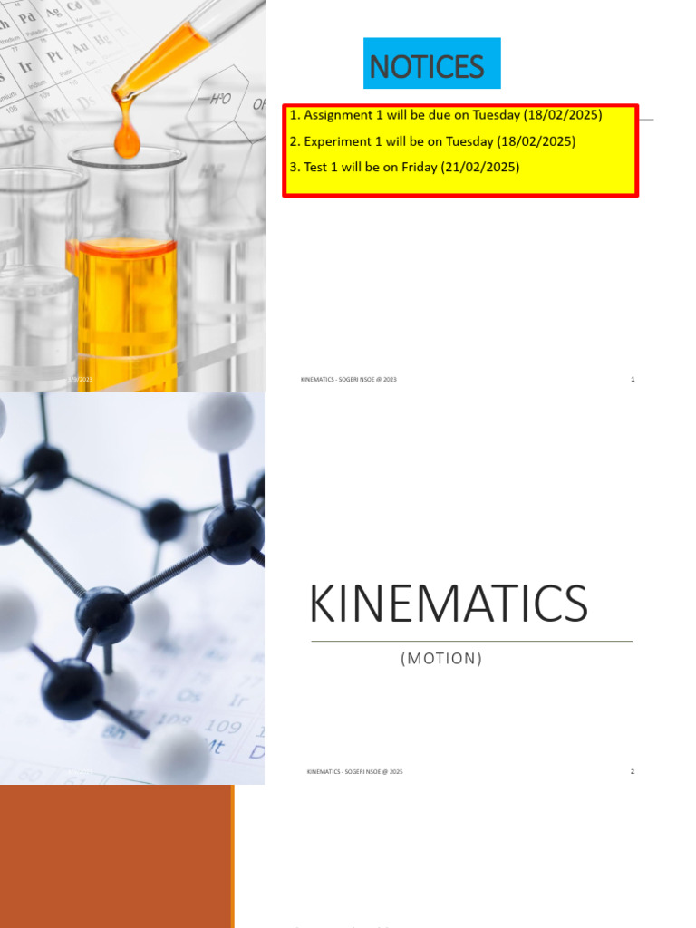 Kinematics - Lesson 1 | PDF | Kinematics | Velocity
