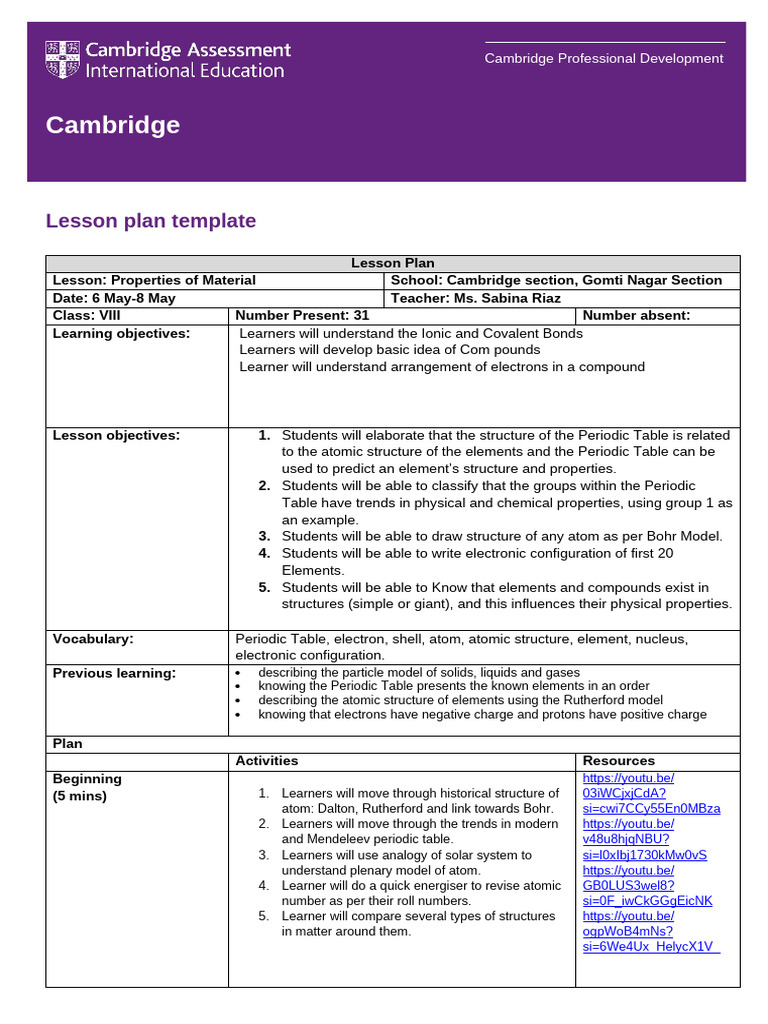 Class 8 Science 6 May - 8 May | PDF | Atoms | Periodic Table