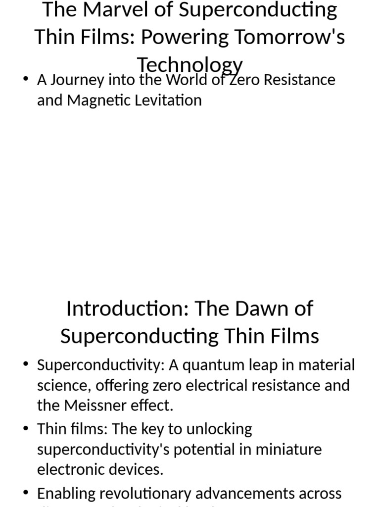 Superconducting Thin Films Presentation v3 | PDF | Superconductivity | High Temperature ...