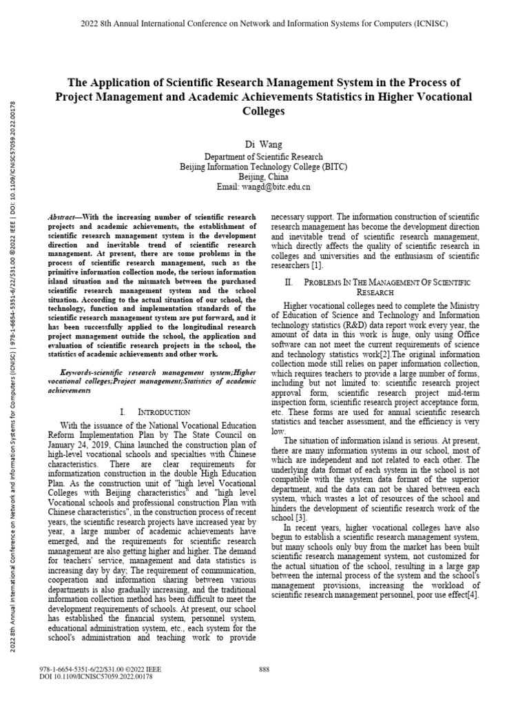 The Application of Scientific Research Management System in The Process ...