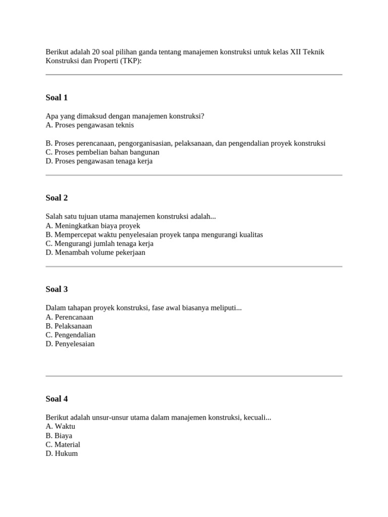 Soal MK KLS Xii TKP 1 | PDF