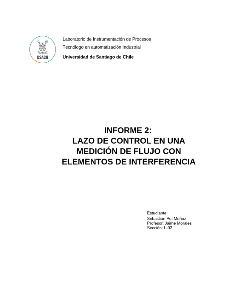 Informe 2 Sebastián Pot Instrumentación de Procesos | PDF | Sensor | Calibración