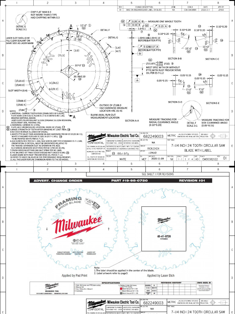 7-14 Inch 24 Tooth Circular Saw Blade With Label | PDF | Materials ...