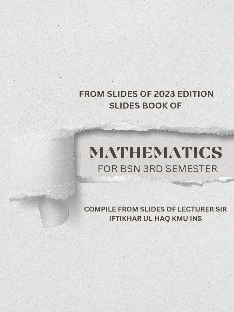 Math Slides Book BSN 3rd Semester | PDF | Arithmetic | Mathematics