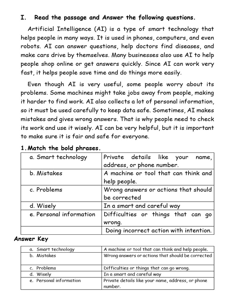 Read The Passage and Answer The Following Questions | PDF | Artificial Intelligence ...