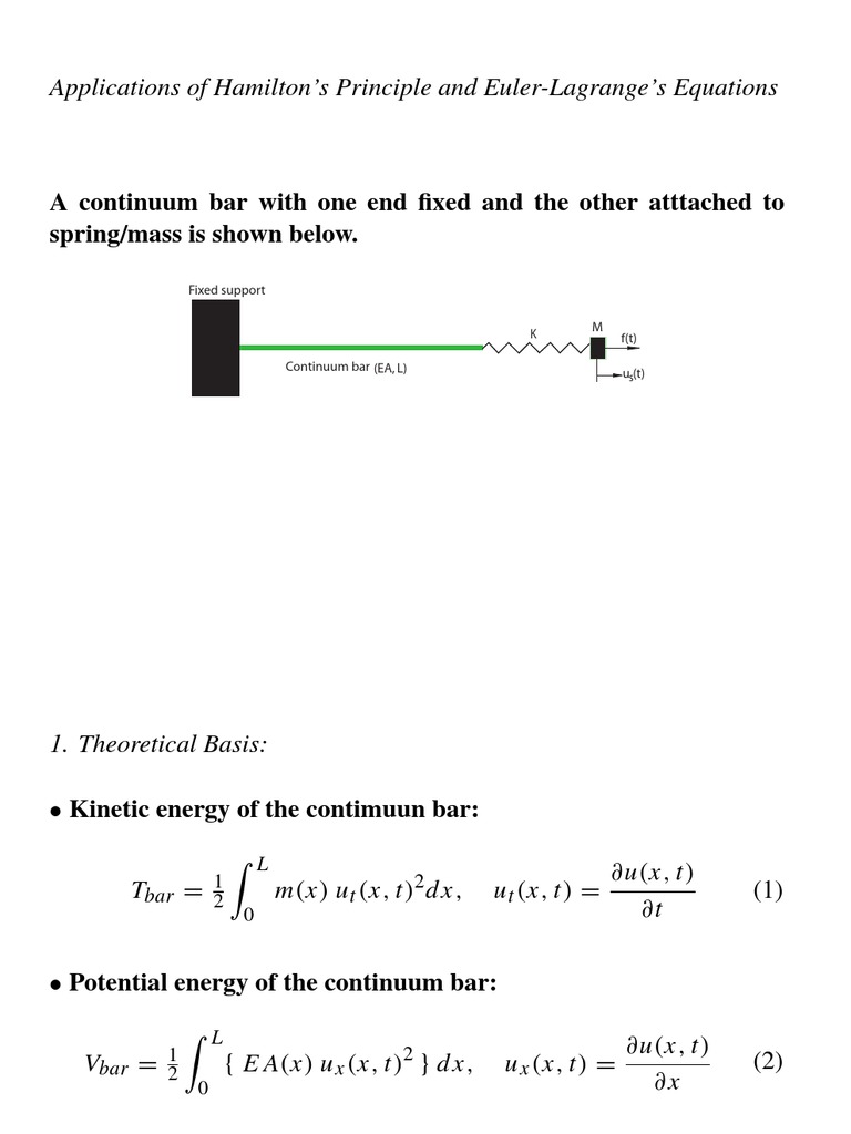 Derivation of Governing Equations of Motion for a Continuum Bar with a Mass-Spring System Using ...
