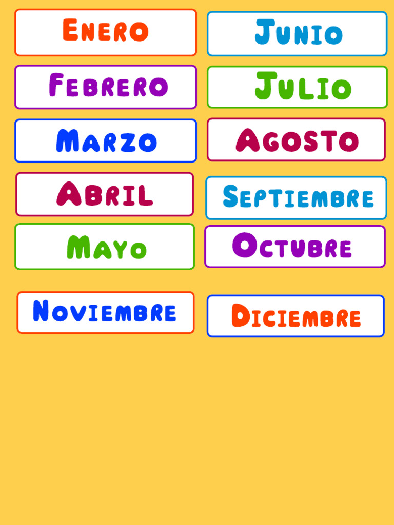 Póster de Los Meses Del Año Simple Multicolor | PDF