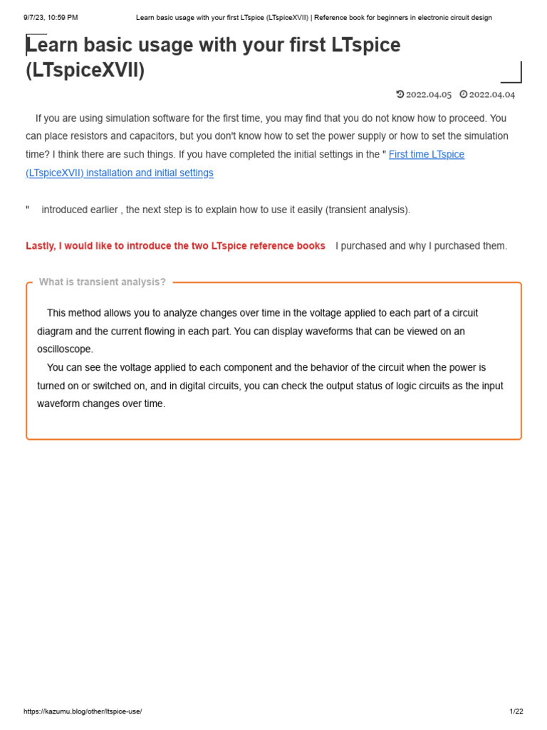 Beginner's Guide to LTspice XVII Usage | PDF | Electrical Network ...