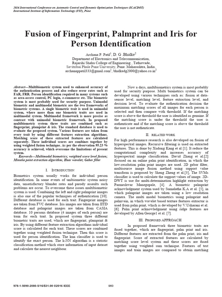 Fusion of Fingerprint, Palmprint and Iris For Person Identification ...
