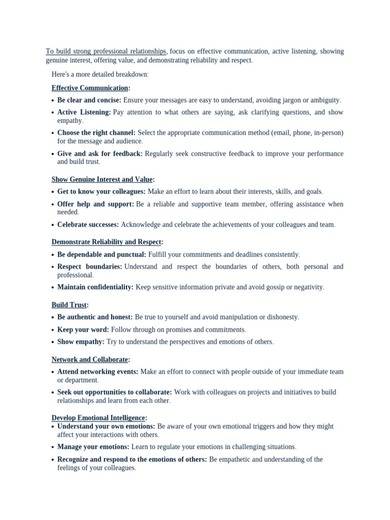 To Build Strong Professional Relationships | PDF | Empathy | Feeling