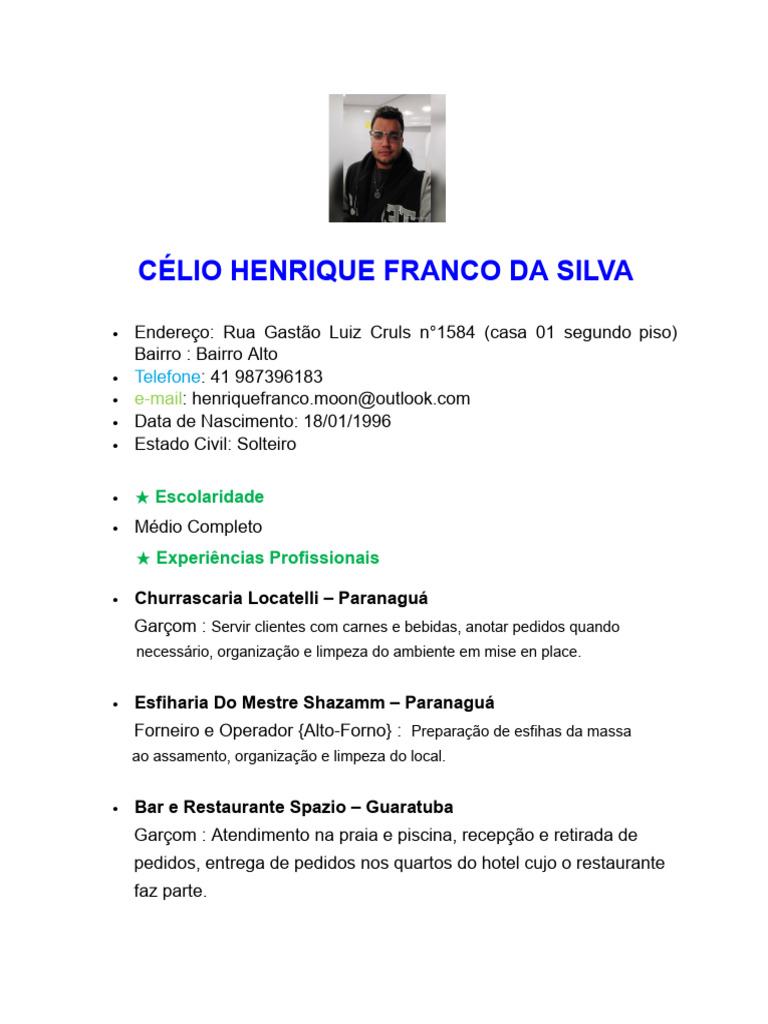 Currículo de Célio Henrique Franco | PDF