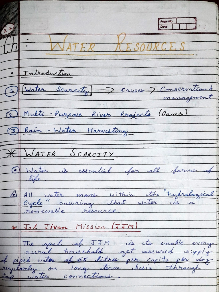 Class 10 Water Resources Notes | PDF