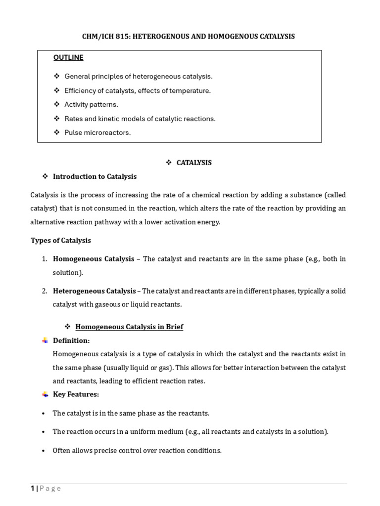 Heterogenous Catalysis Part 1 | PDF | Catalysis | Heterogeneous Catalysis