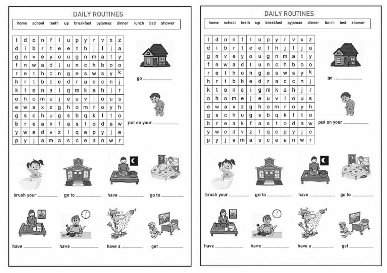 DAILY ROUTINE -CROSSWORD | PDF