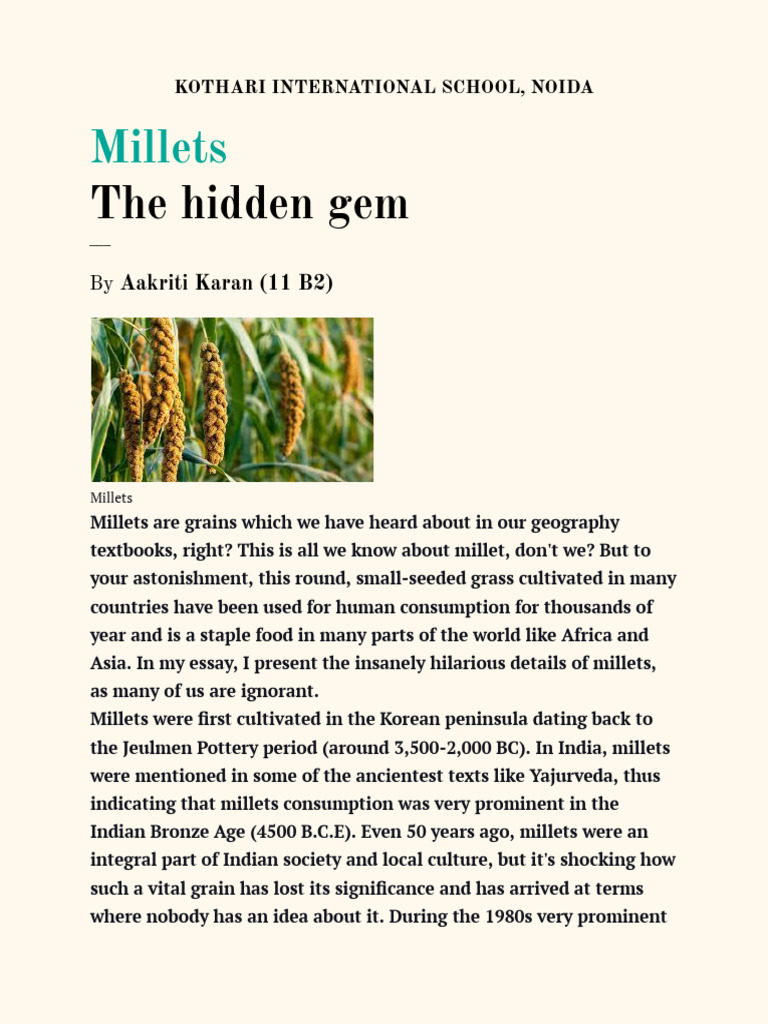 Essay On Millets | PDF