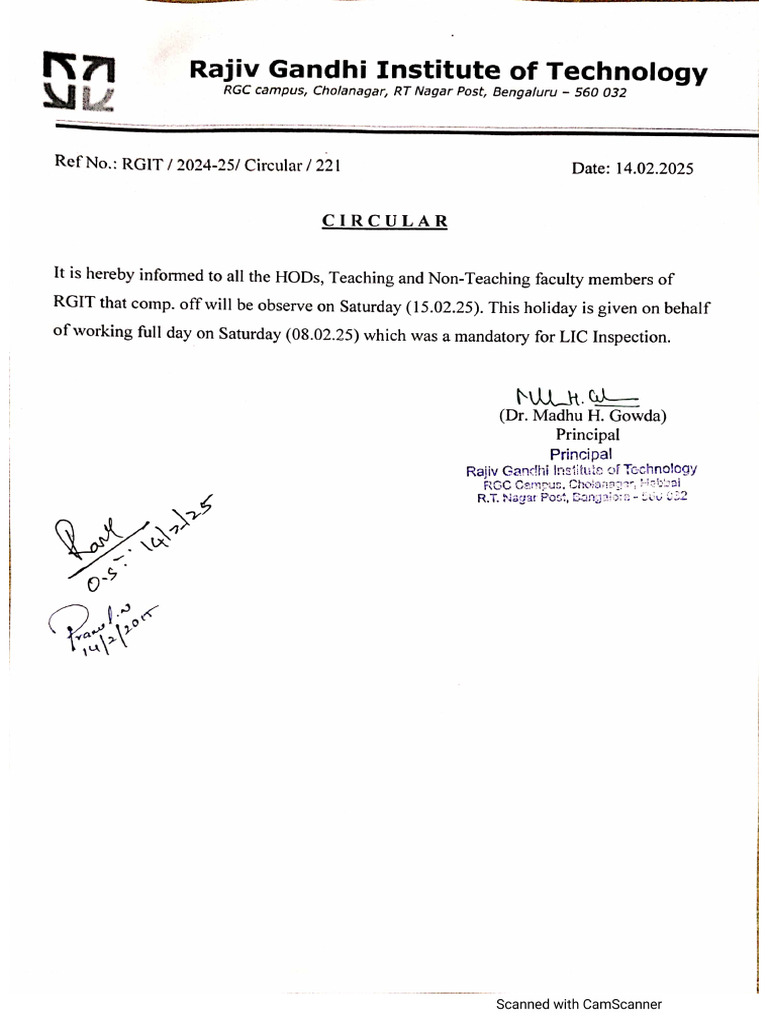 Compensation Holiday Circular | PDF