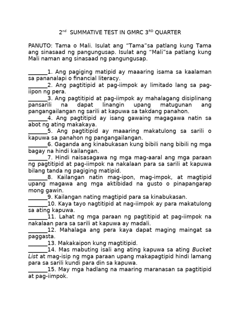 3rd Grading Summative Grade 4 | PDF